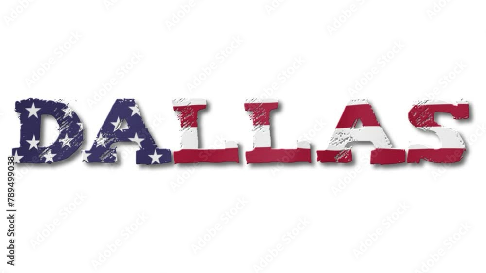 Dallas Text with USA Flag Waving Inside. Seamless Loop Animation on ...