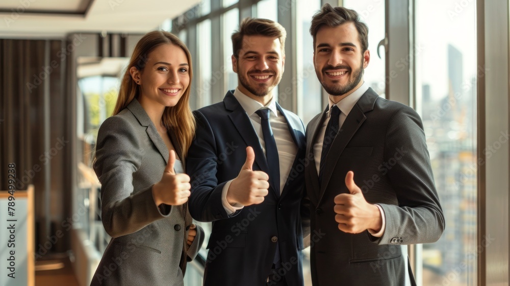 A photograph of three corporate business owners, wearing formal suits ...