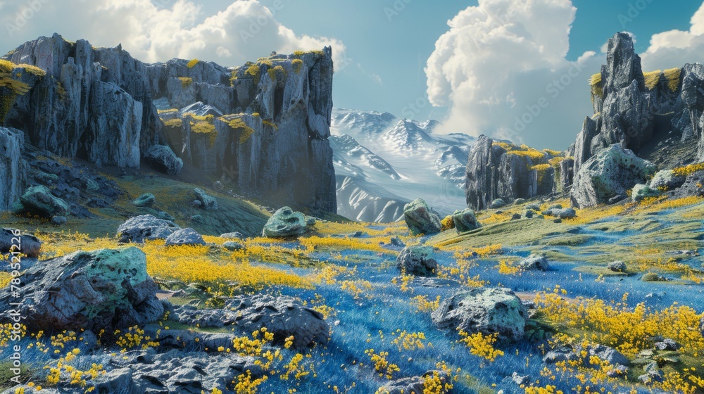 alien planet landscape, beautiful forest the surface of an exoplanet ...