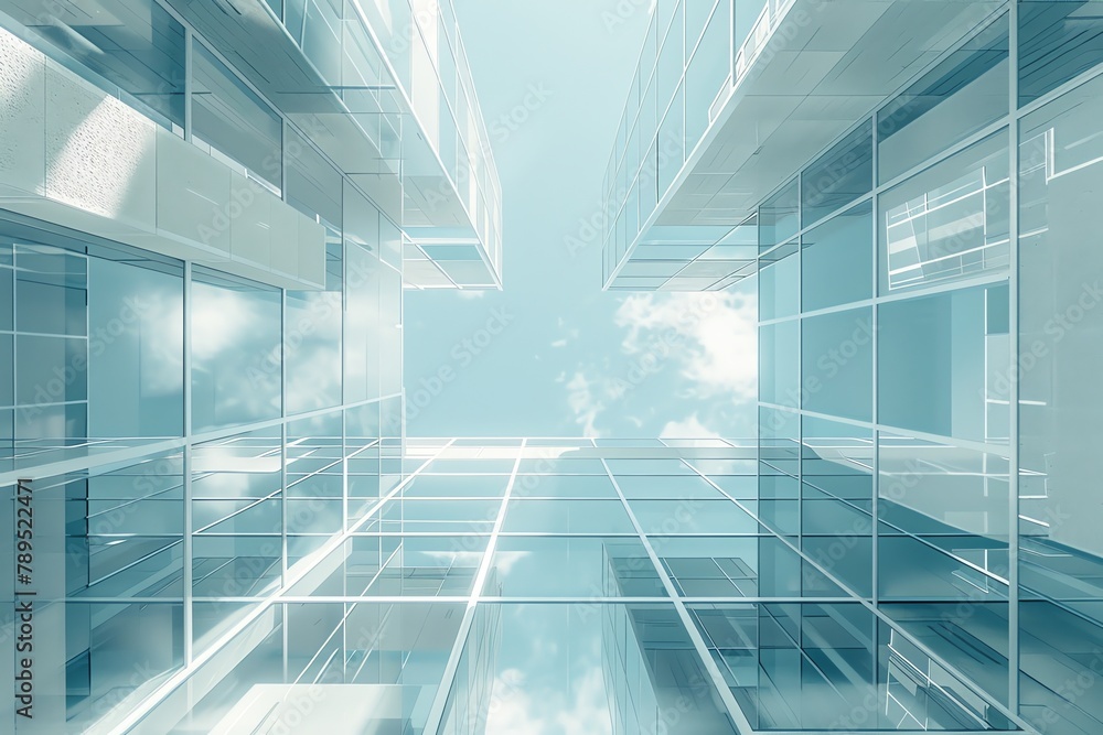 Immerse the viewer in a digital rendering of tilted angle view Building ...
