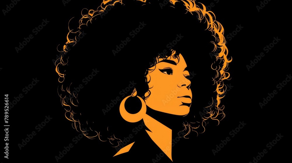 2d silhouette of an African American woman with dark skin and fabulous ...