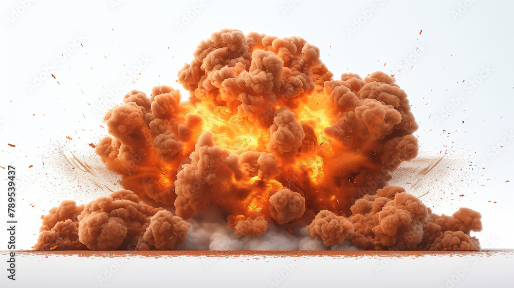 Massive Fire Explosion with Dense Smoke on Neutral Backdrop Stock Photo ...