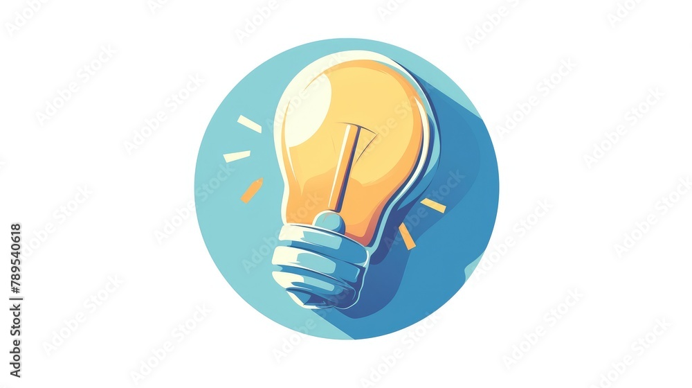 An easy to understand illustration of a light bulb icon on an on switch ...