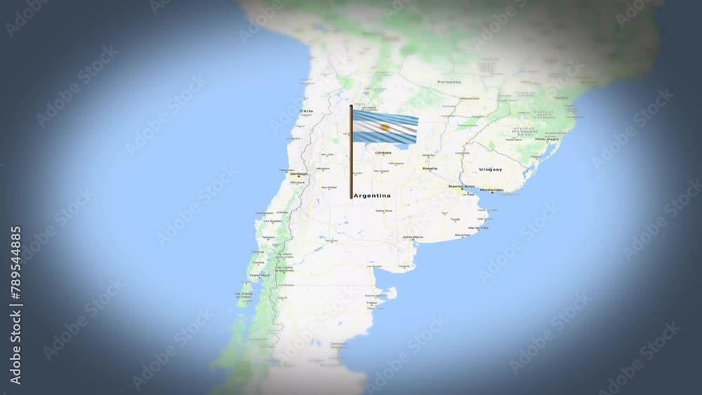 Argentina flag showing on world map with 3d animation Stock Video ...