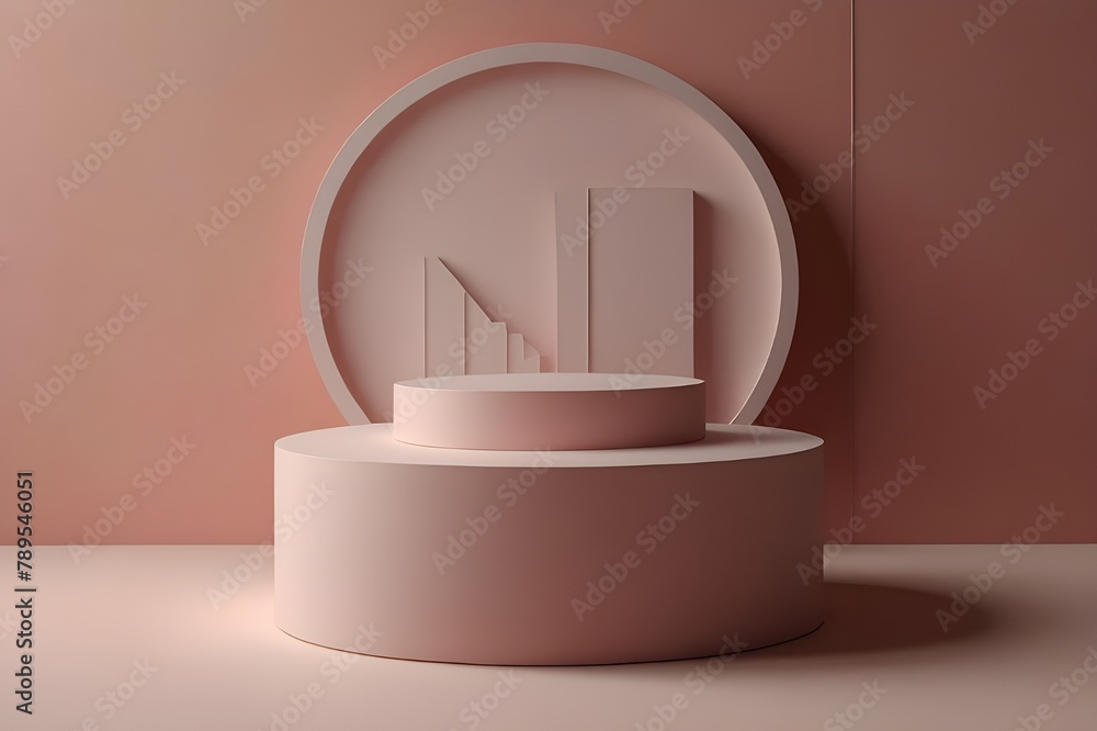 3D depiction of a minimalist stage, podium, and product booth for ...