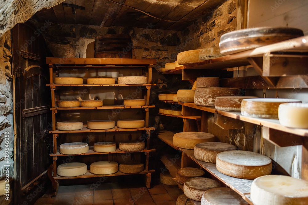 A cheese cellar where the cheese reaches perfection. Exquisite aged ...