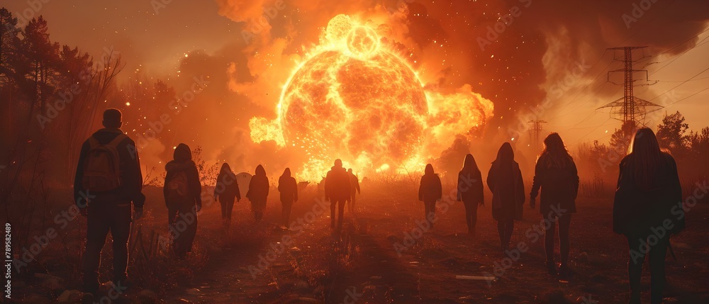 Apocalyptic Dawn: Humanity's Silhouette. Concept Dystopian Future ...