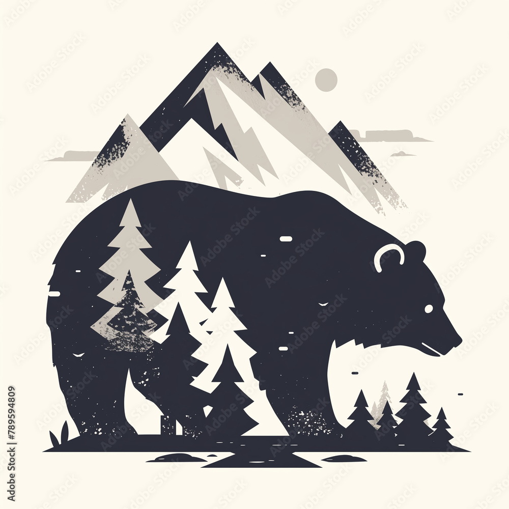 Bear badge for t-shirt design. Animal bear concept poster. Creative ...