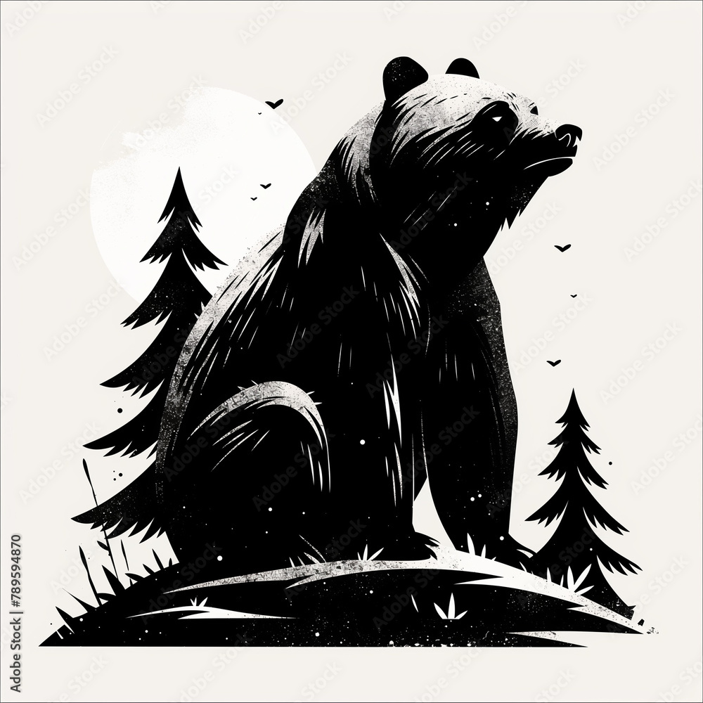 Bear badge for t-shirt design. Animal bear concept poster. Creative ...