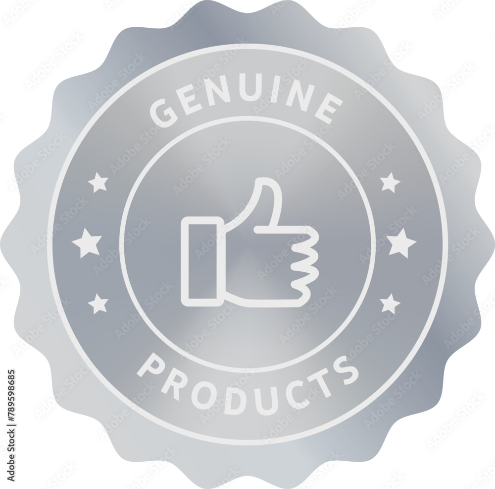 Genuine Products Silver sign, Genuine product badge, Golden Premium Seal, Genuine stamp label ...
