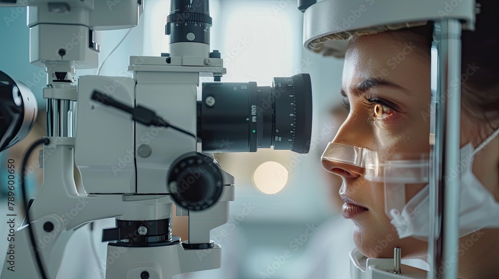 Person in a myopia operation in the ophthalmological clinic. Stock ...