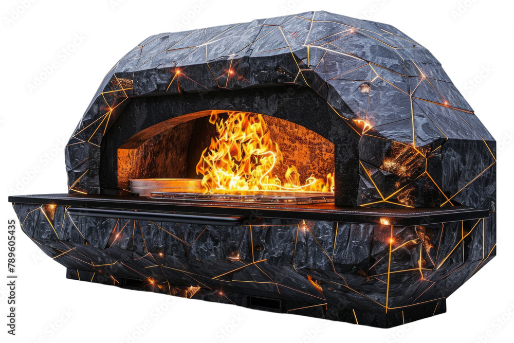 Angular Stone Oven with Dynamic Fire. Contemporary Wood-Fired Oven with ...