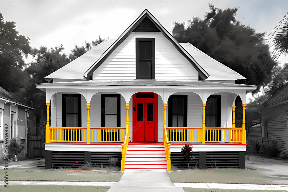 Creole Style House (Color Pop) - Originated in Louisiana in the 18th ...