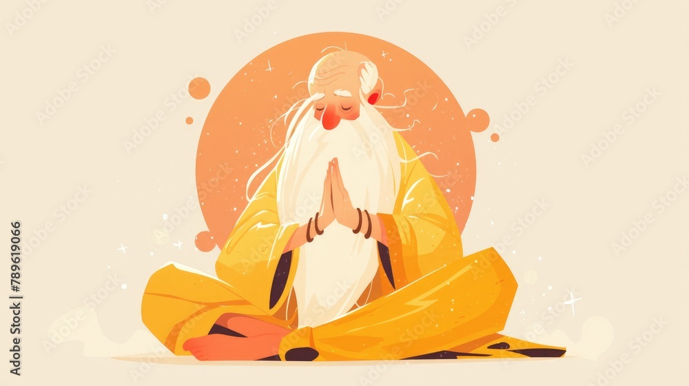 Illustration of a venerable Indian Sadhu resembling an elderly cartoon ...