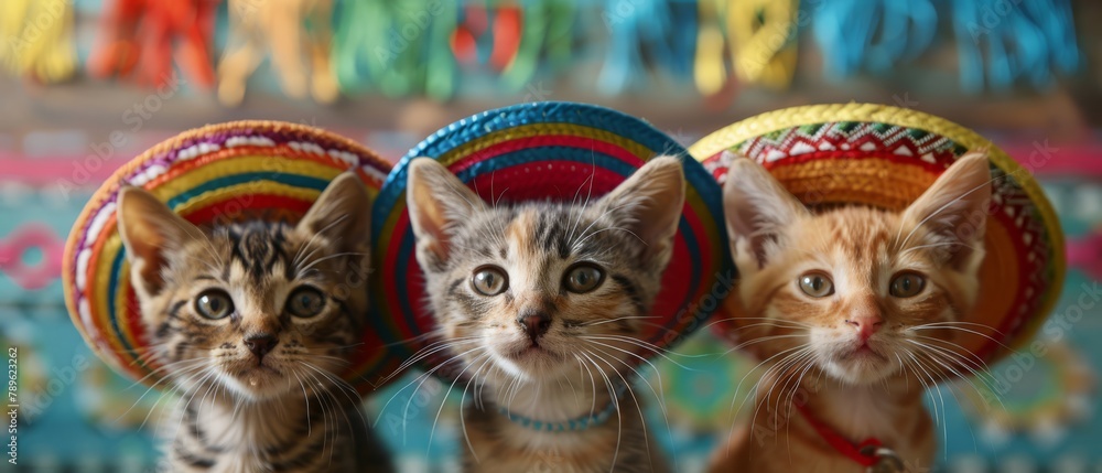 Festive mexican cat. Cat in sombrero. Mexican sombrero. Mexican fiesta ...