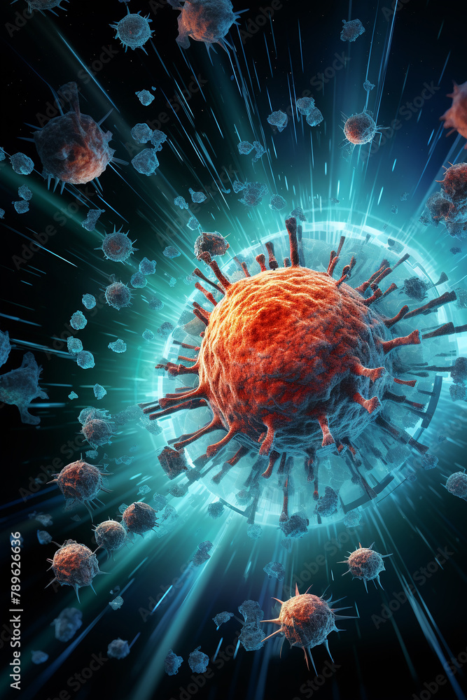 Advanced imaging of a targeted therapy process showing cancer cells ...