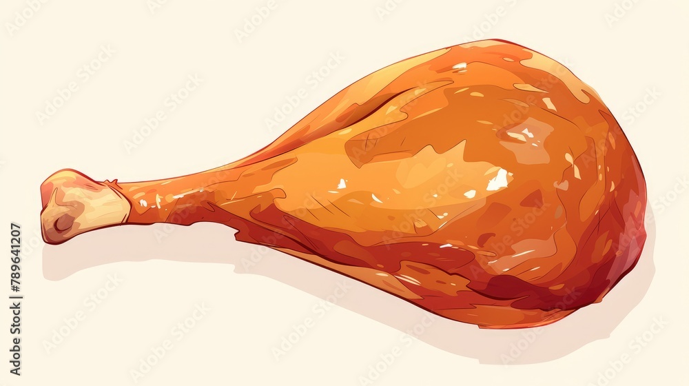 2d illustration of a turkey leg icon in a flat design style isolated on ...
