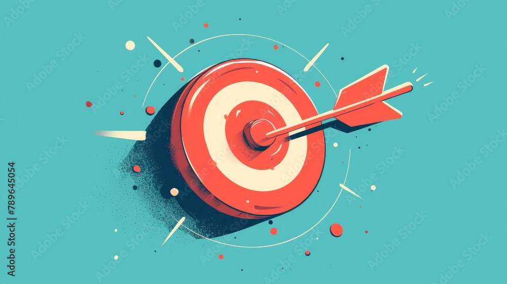 Vibrant cartoon 2d symbol representing a target with a red bullseye at ...