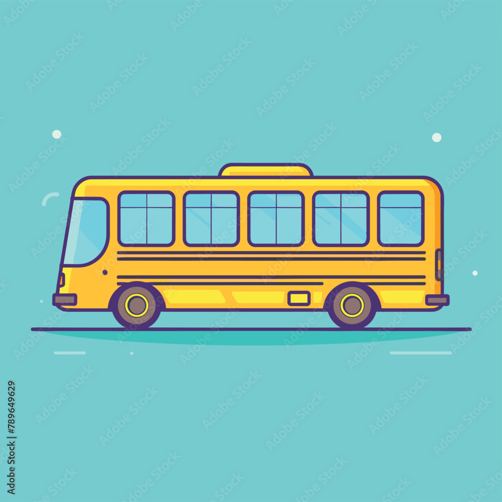 School bus vehicle cartoon flat vector illustration Stock Vector | Adobe Stock