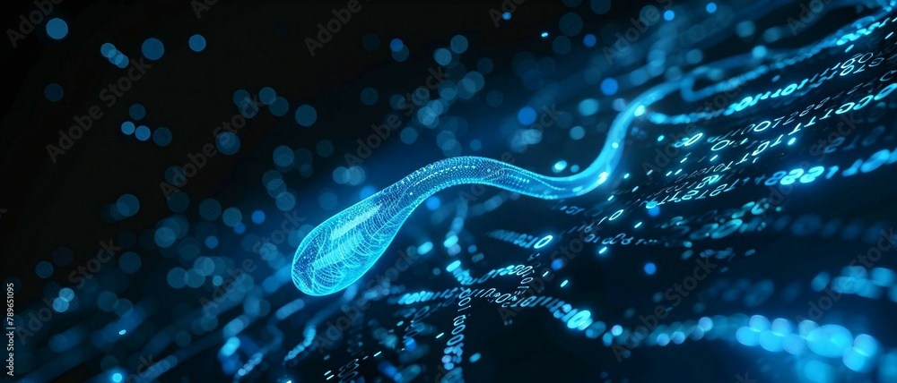 blue sperm with data streams, artificial intelligence in reproductive ...