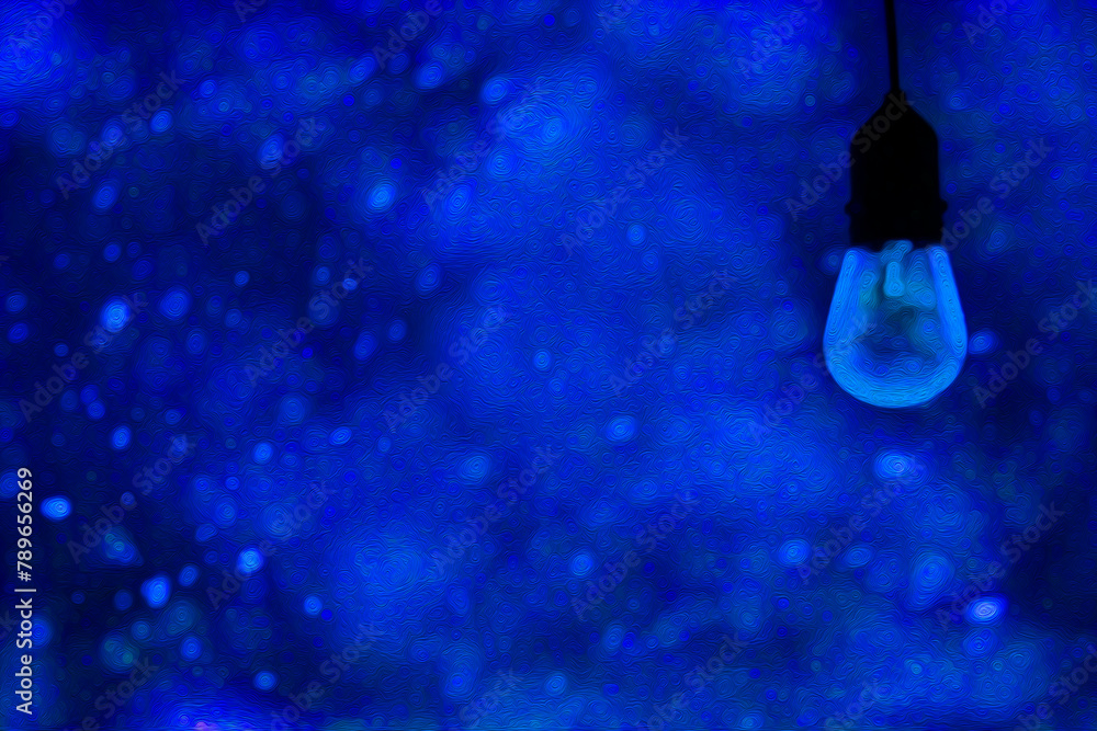 Lightbulb edgy modern lightbulb with snow falling (filtered photo) in ...