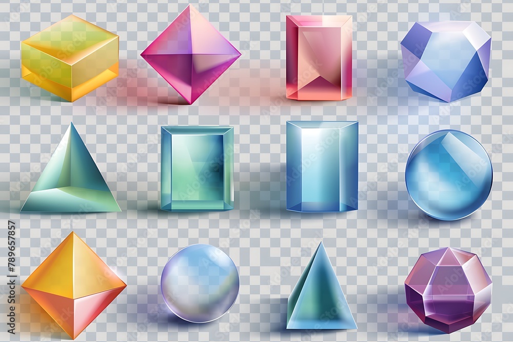 Solid Body Transparent Set. Realistic geometric shapes transparent ...