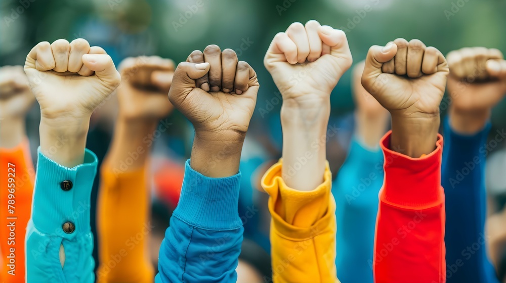 Raised Fists in Unity: A Symbol of Solidarity and Strength. Concept ...