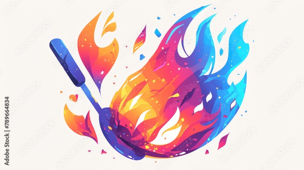 2d graphics of a grill line icon representing fire cooking and barbecue ...