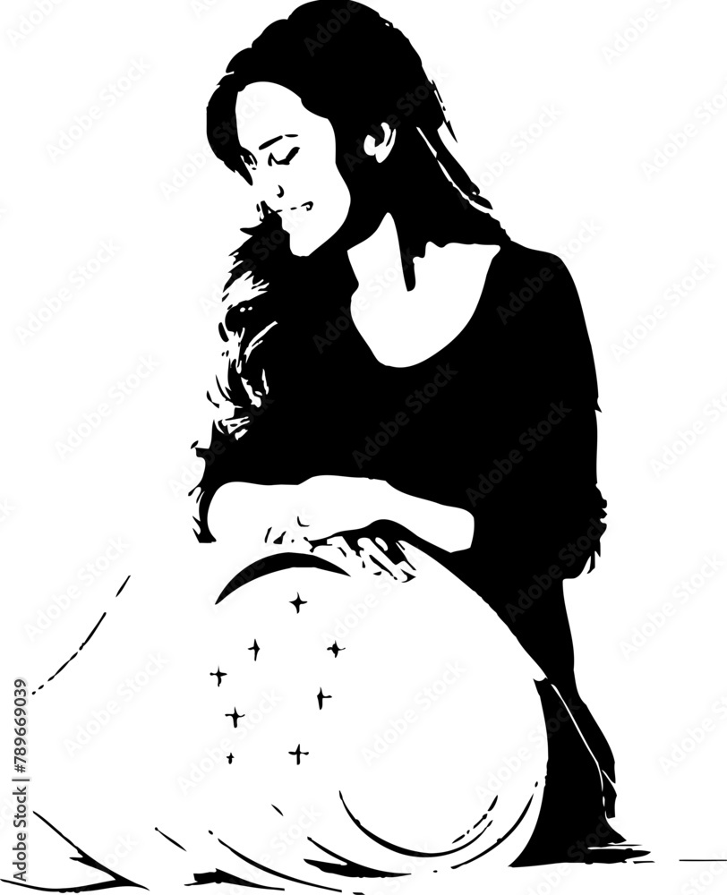 Pregnancy Paradise Radiant Expectant Mother Vector Symbol Blissful ...