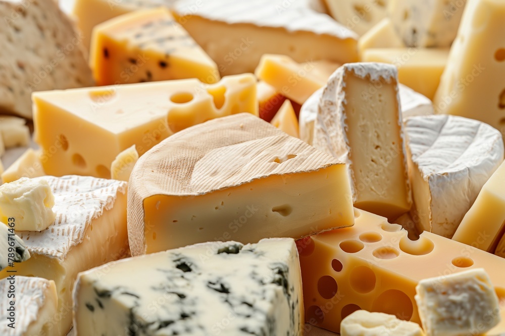 various types of cheese closeup, cheese background, cheese closeup ...