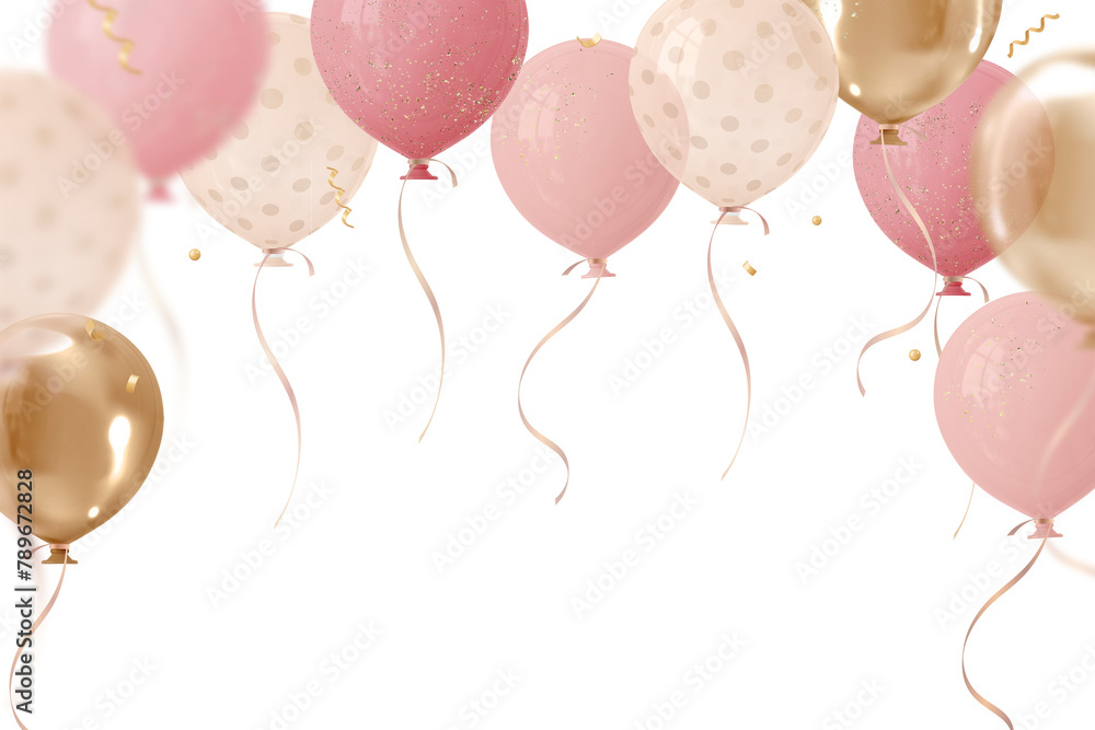 Pink balloon 3d frame png, birthday graphic, transparent background ...