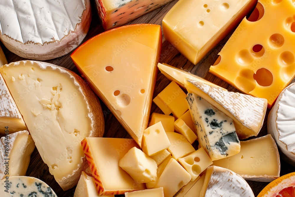 various types of cheese closeup, cheese background, cheese closeup ...
