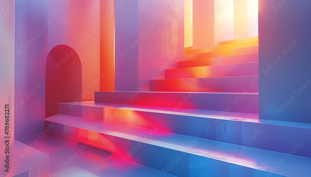 Highconcept CGI image of a series of geometric shapes in a gradient of ...