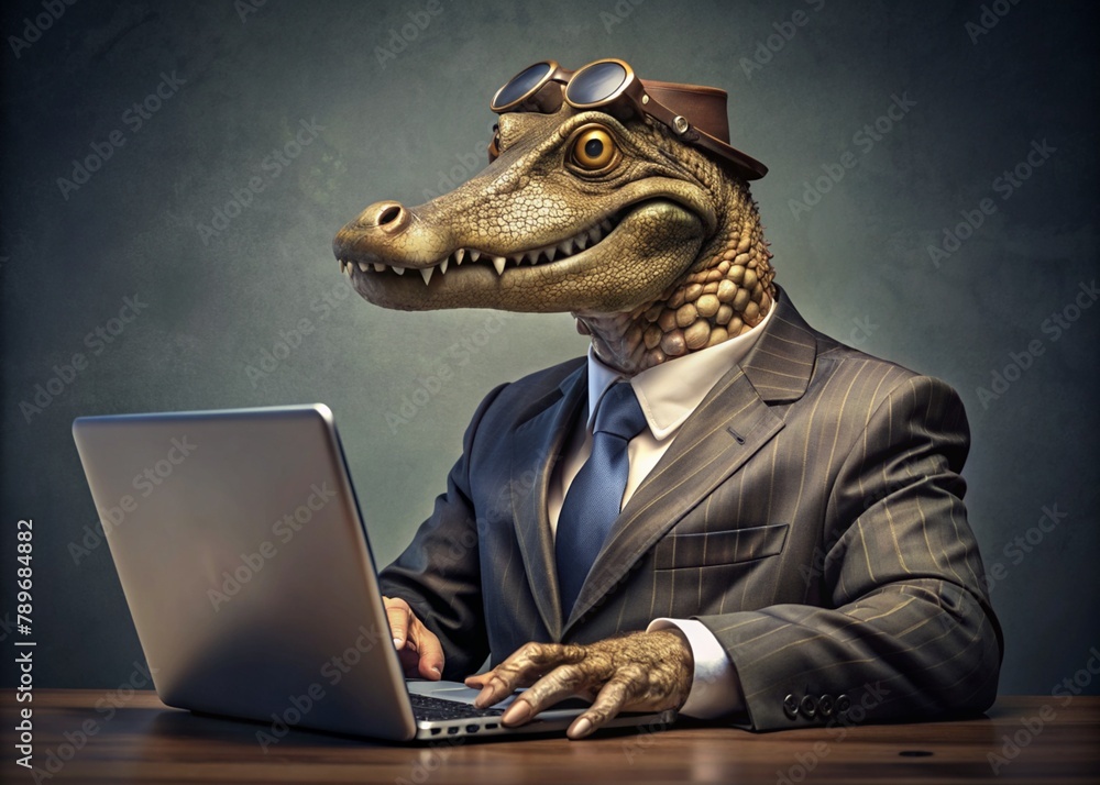 Business concept. Hyper-realistic character Crocodile, adult, in a ...