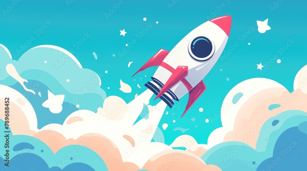 Introduce your designs with the eye catching Launch Icon a sleek rocket ...