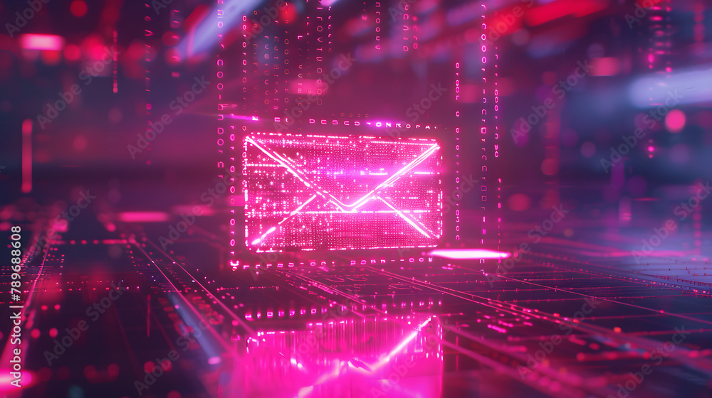 E-mail envelope icon with data and online technology background for ...