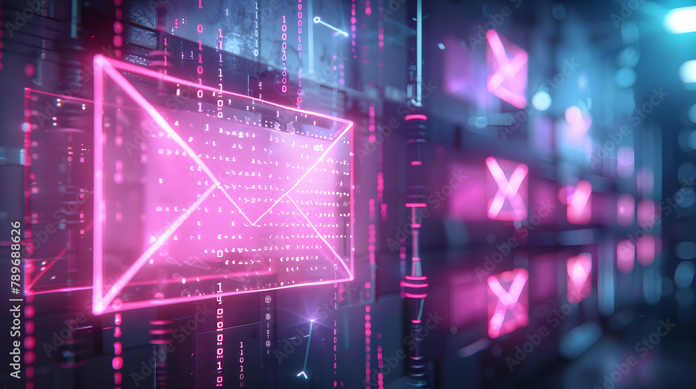 E-mail envelope icon with data and online technology background for ...