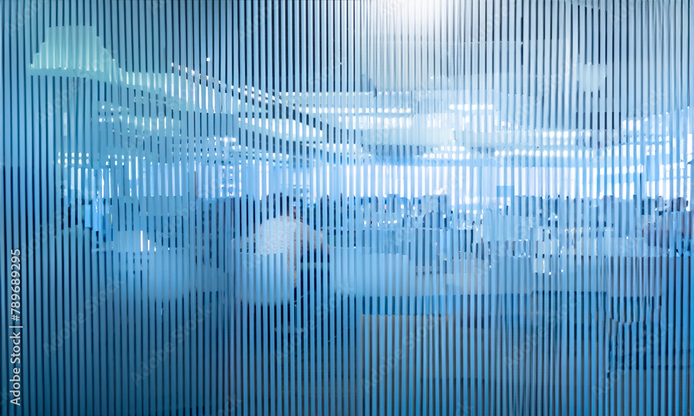 Modern office interior with frosted glass texture and thin lines in ...