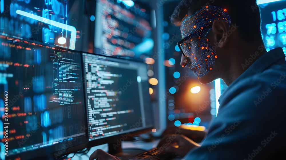 Neural networks. Technological innovation. Code writer using a personal ...