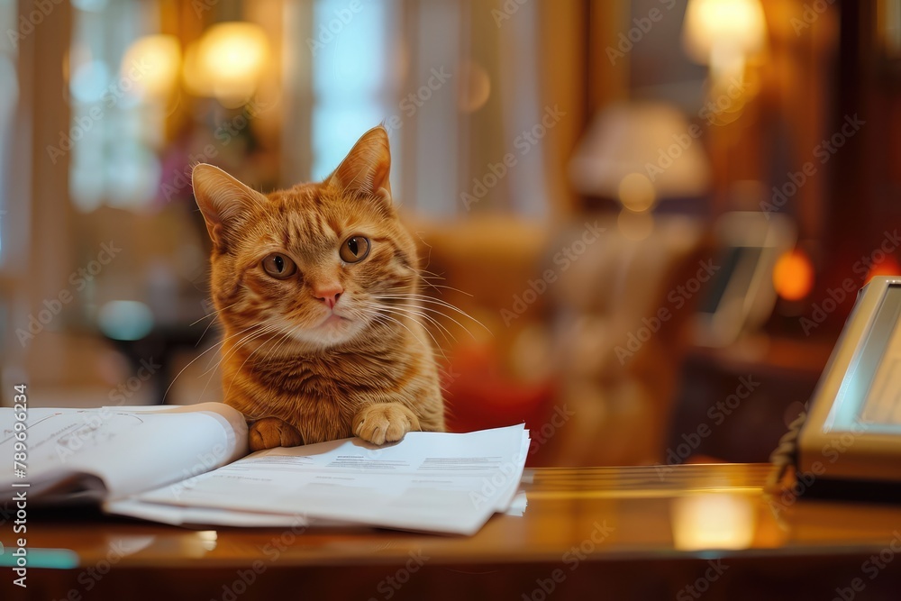 Cat Working as Receptionist, Reception Desk Cats, Friendly Hotel Cat ...