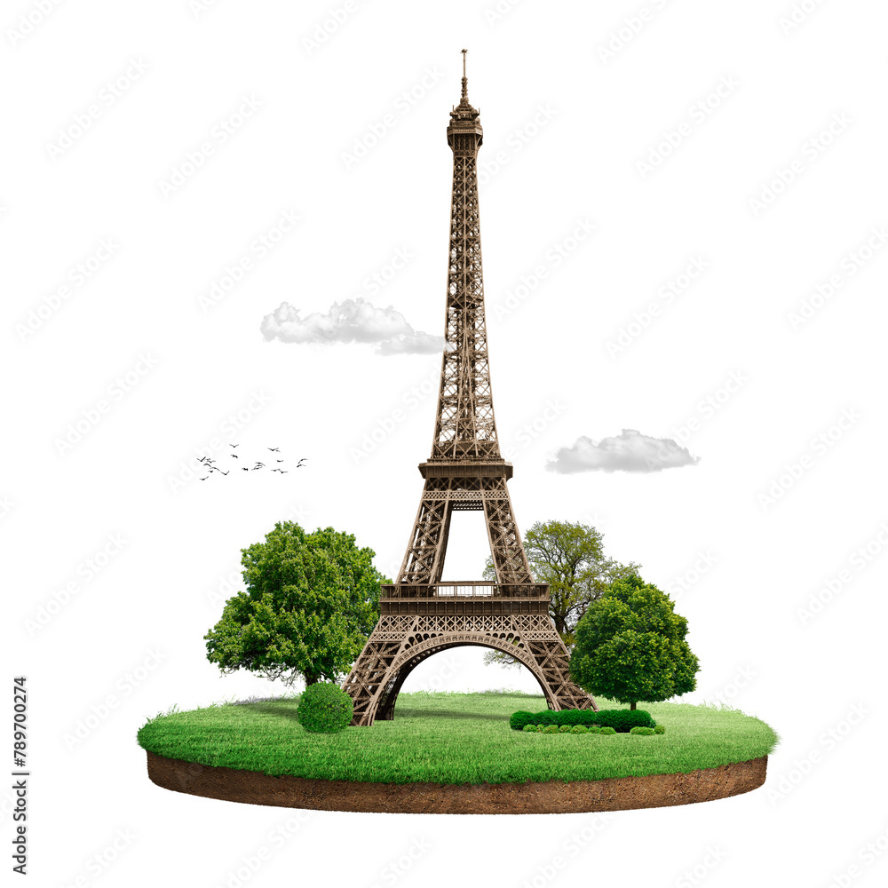 Eiffel Tower png, floating island remixed media, fantasy art ...