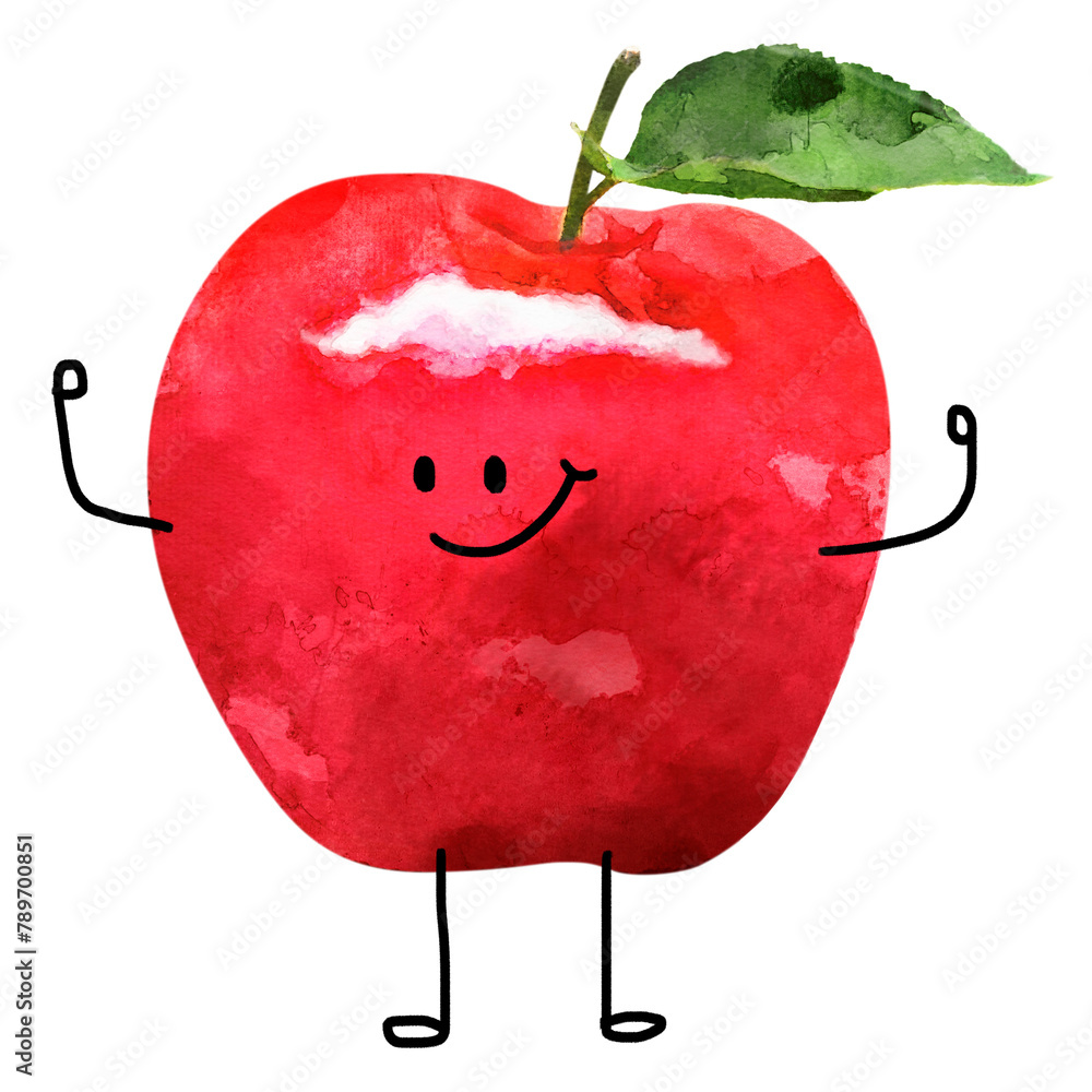 Cute smiling apple png clipart, fruit sticker on transparent background ...