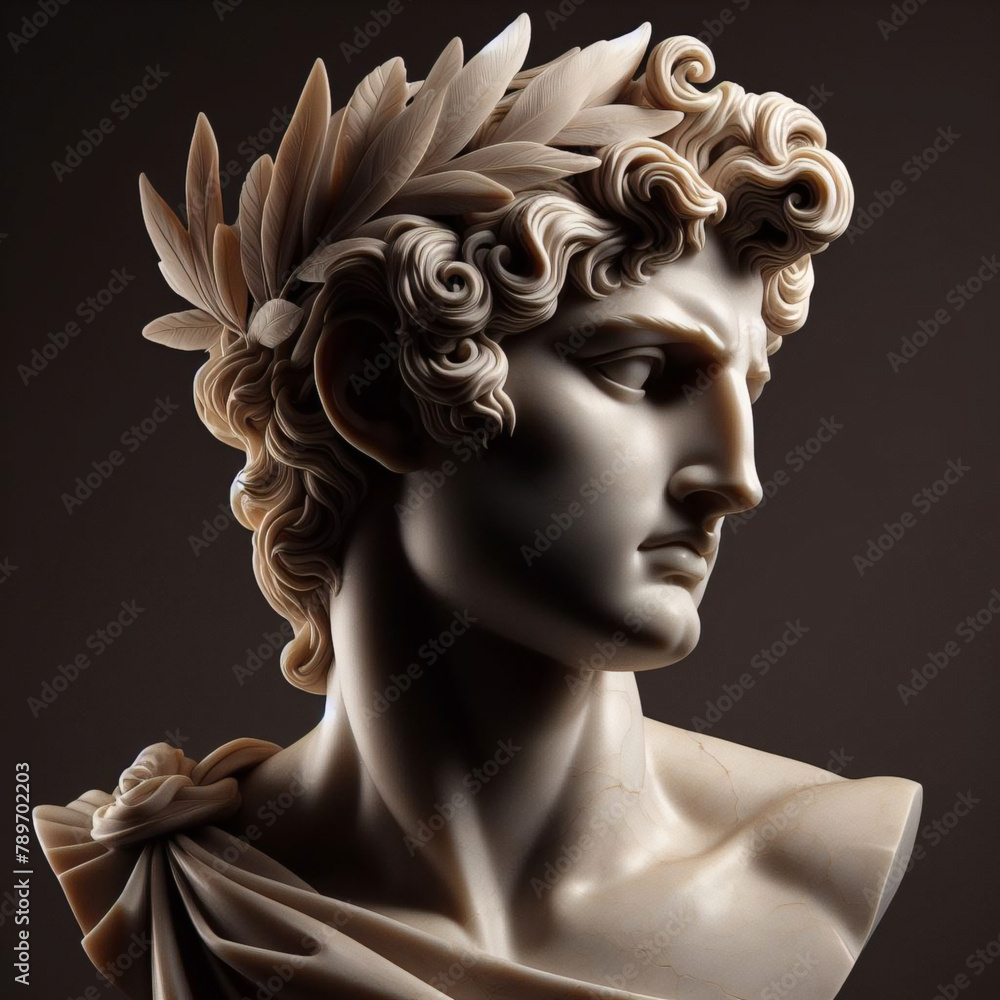 God Apollo bust sculpture. Ancient Greek god of Sun and Poetry Plaster ...