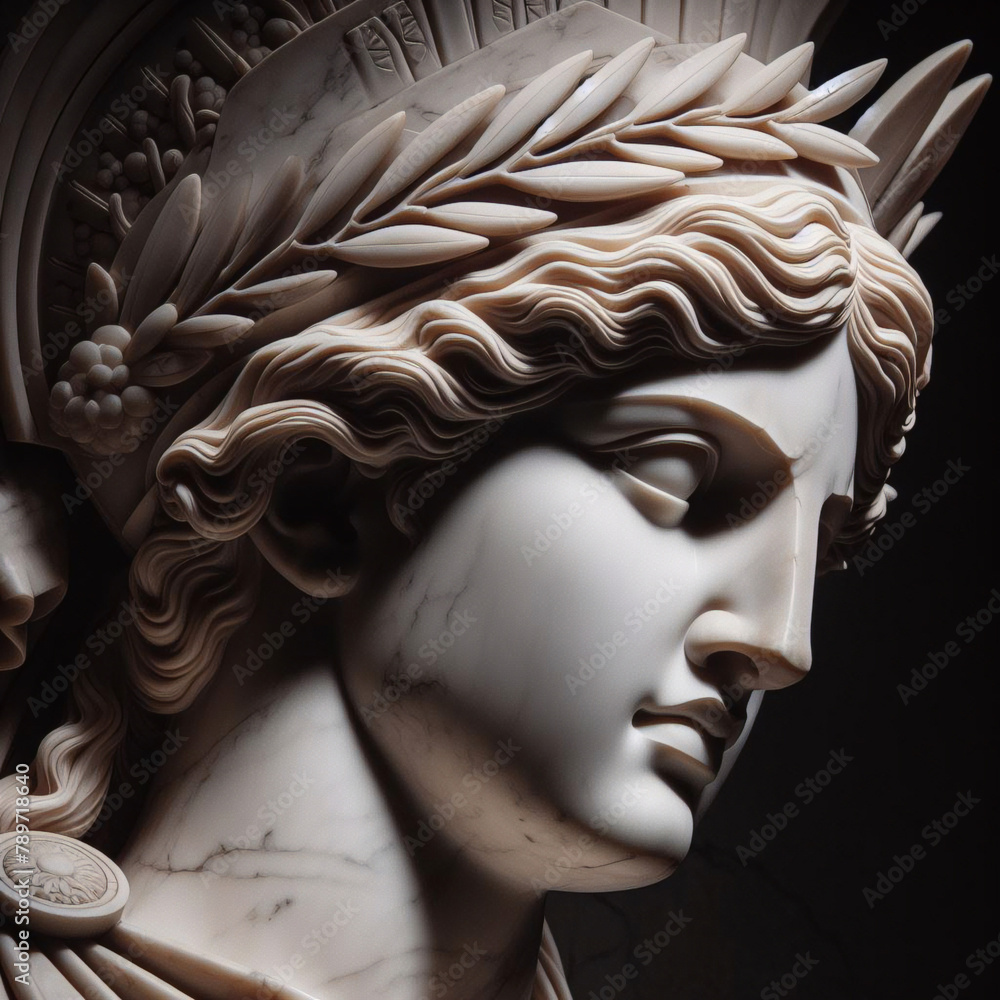 Illustration of a Renaissance marble statue of Athena. She is the ...