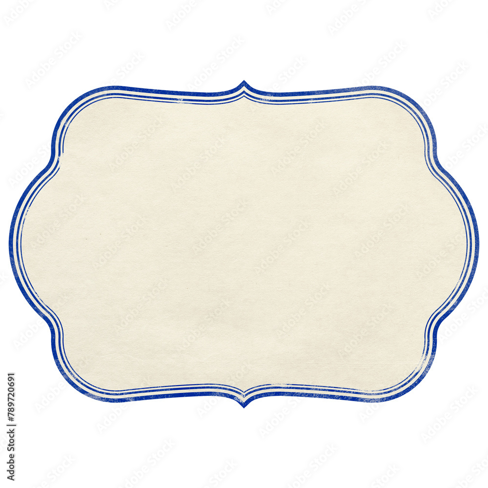 Vintage paper label png sticker, blue frame, transparent background ...