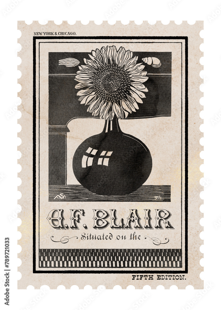 Flower post stamp png sticker, transparent background Stock ...