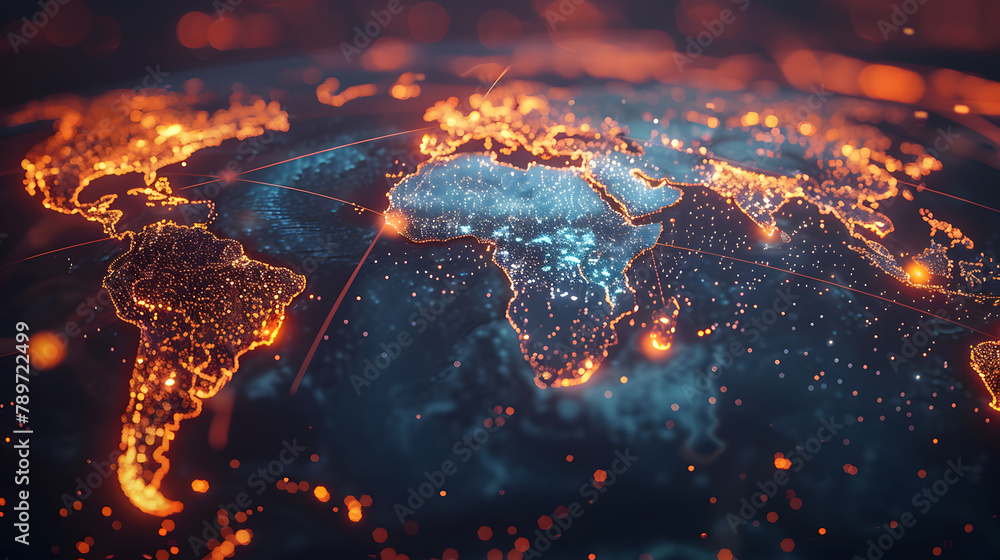 World digital map, globe earth geography navigation continents ...