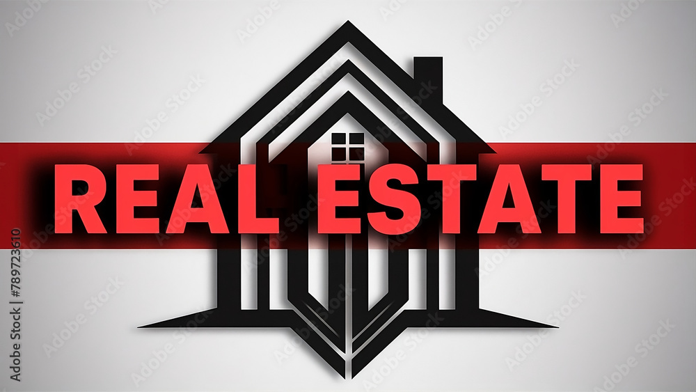 Above an icon that represents investments in real estate, the word Real ...