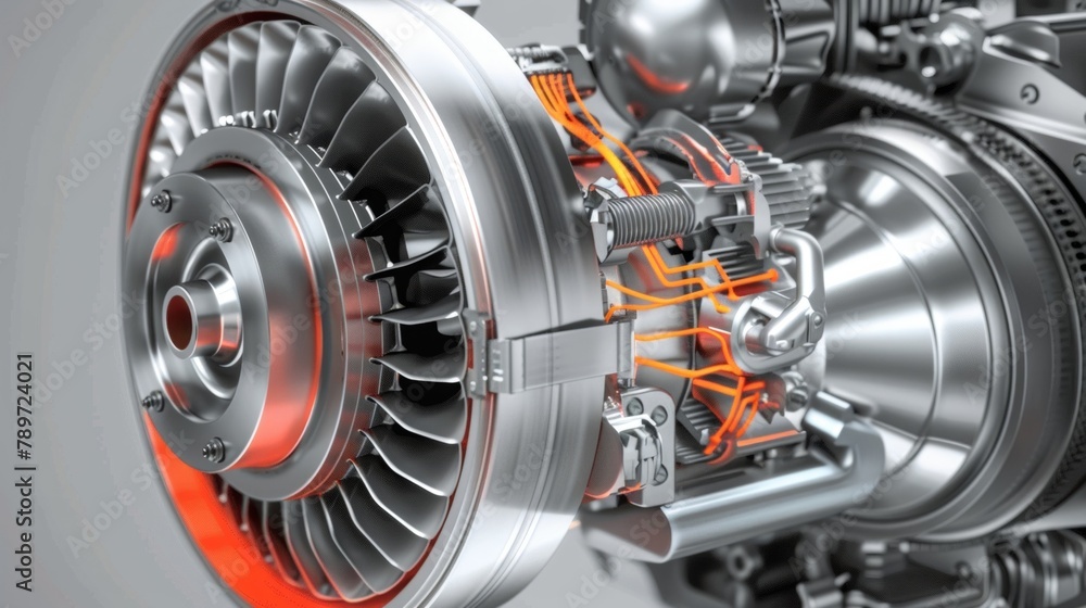 The diagram of a turbocharger in an advanced biofuel engine displays ...