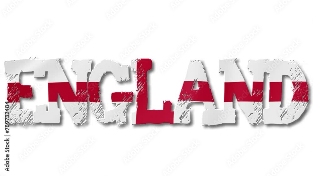 England Text with English Flag Waving Inside. Seamless Loop Animation ...